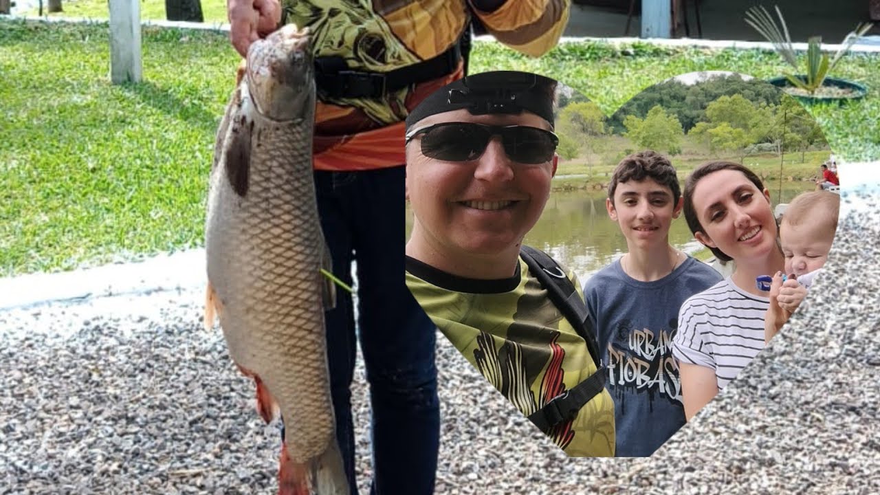 PESCA COM ESTILINGUE EM FAMÍLIA pescando no pesque pague Pasquali# ...