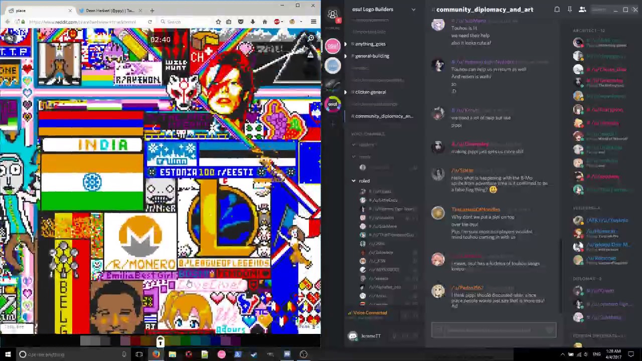 [osu!PLACE] r/place after 70 hours low quality - YouTube