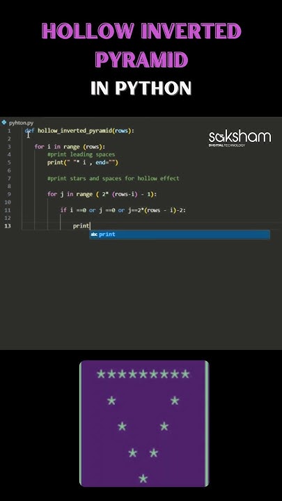Hollow Inverted Pattern In Python 🎉 #pythonprogramming #coding #sakshamdigitaltechnology #viral ...