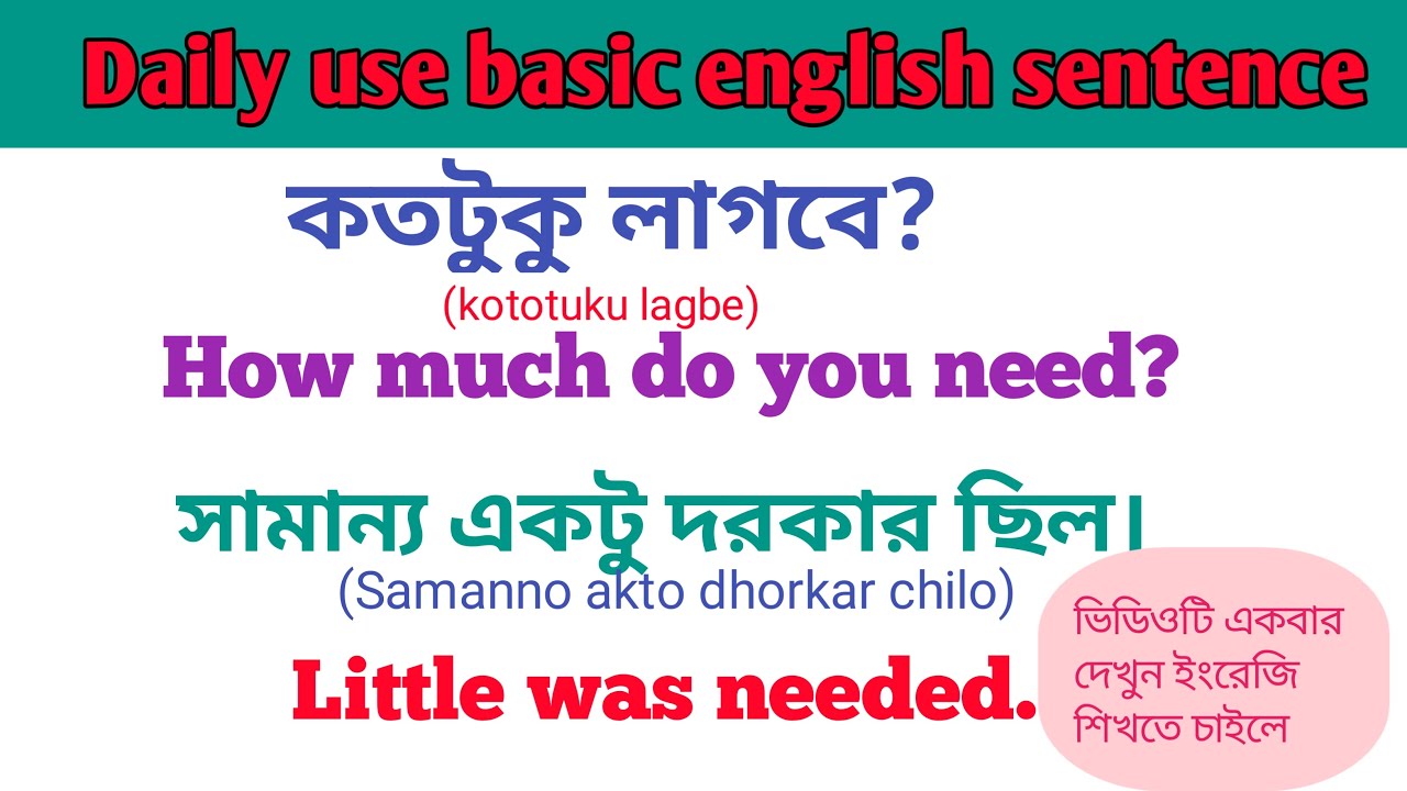 Daily use basic sentence with bangla meaning . Learn spoken english ...