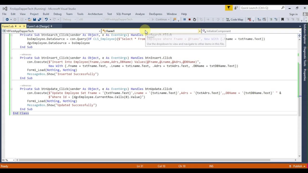 VB NET Dapper For Beginners UpdateQuery Part 4 - YouTube