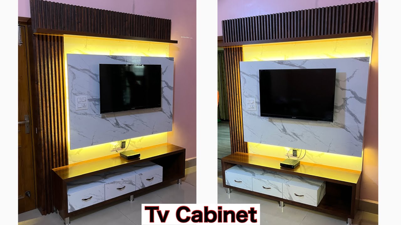 Tv Cabinet Design || Luxury Wooden Work Led Panel Design - YouTube