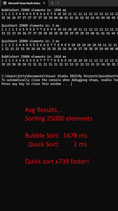 C# Quick Sort vs Bubble Sort - YouTube