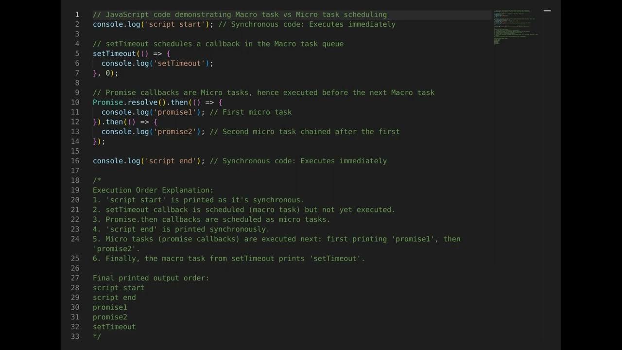Javascript Interview Question: Macro task vs micro task in javascript - YouTube