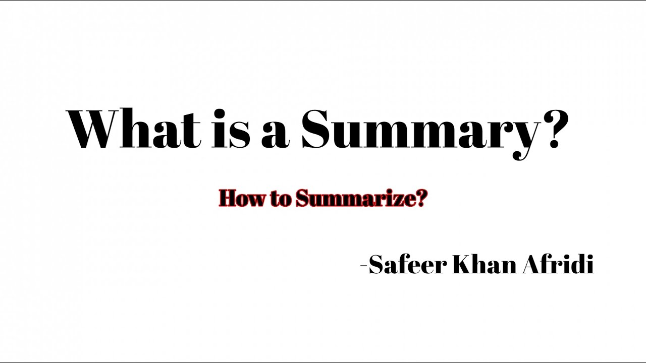 What Is Summary How To Summarize Something In Urdu Hindi YouTube What Is Summary How To Summarize Something In Urdu Hindi YouTube