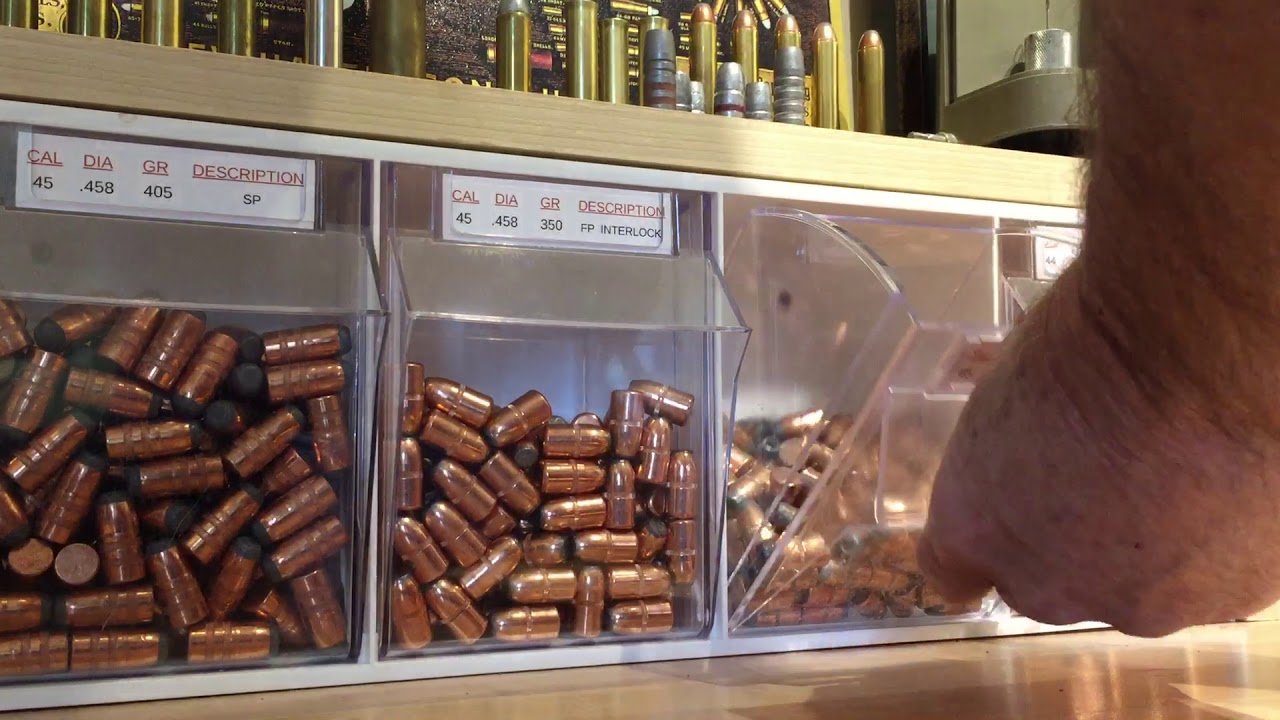 Reloading bench bullet bins - YouTube