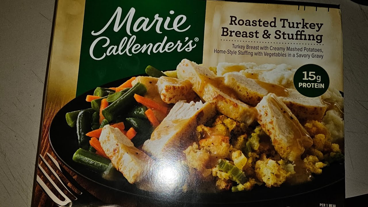 taste test Marie Callender's roasted turkey breast and stuffing - YouTube