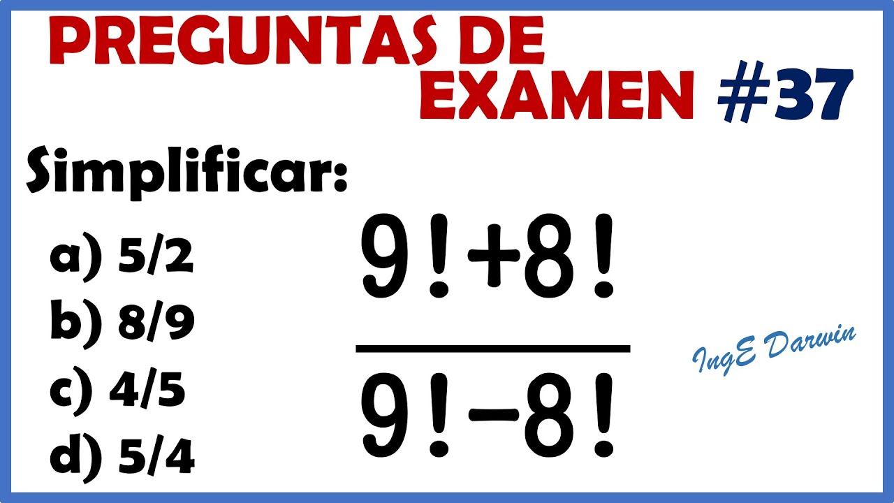 Resolver operaciones entre NÚMEROS FACTORIALES sin calculadora ... PE ...