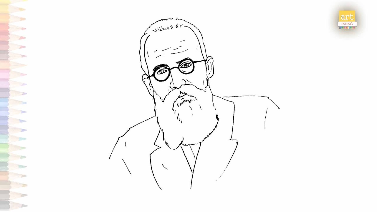 Nikolai Rimsky Korsakov drawing easy | Outline art | How to draw ...