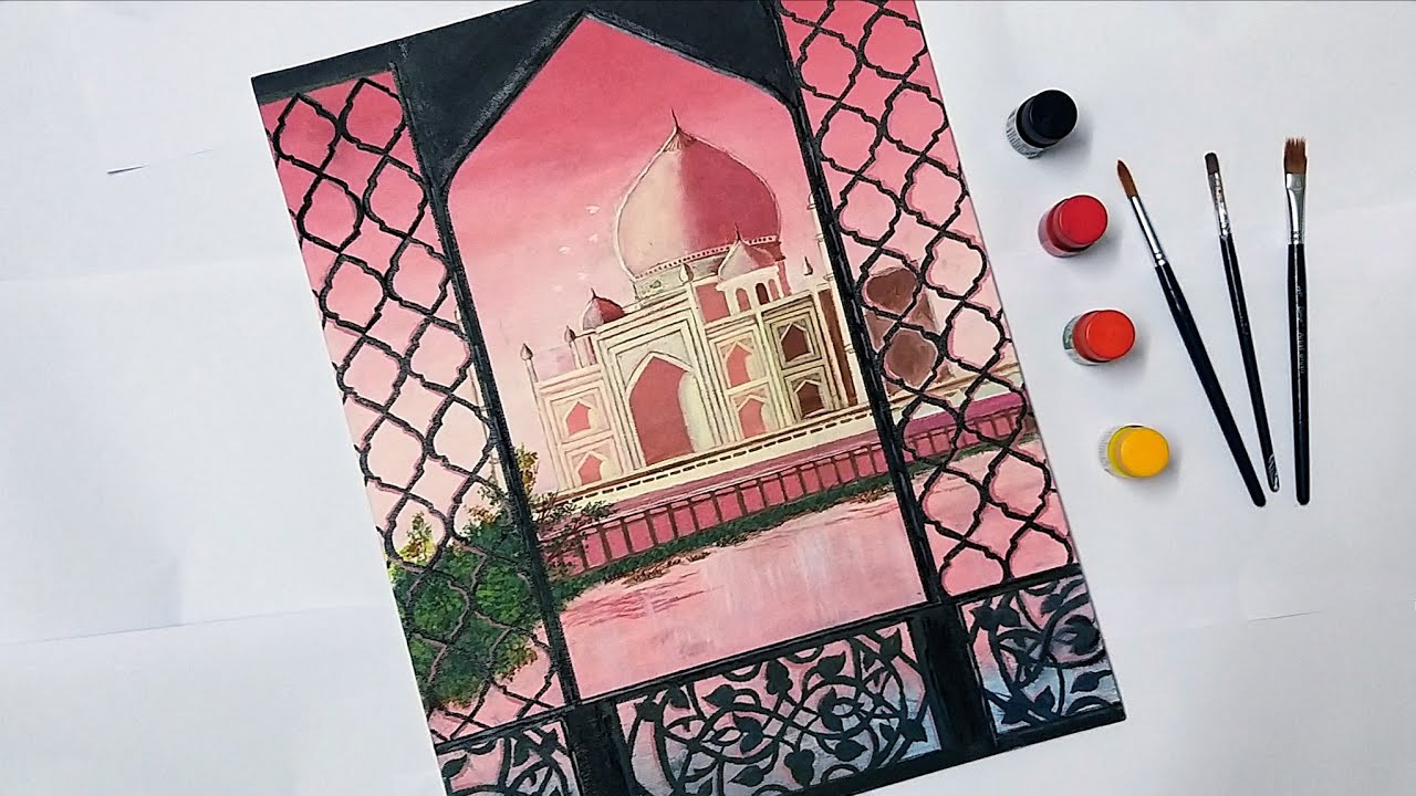 Taj Mahal painting / Time-lapse / Huda arts - YouTube