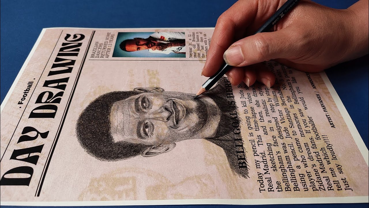 Drawing Bellingham real madrid _ Football sketching - YouTube
