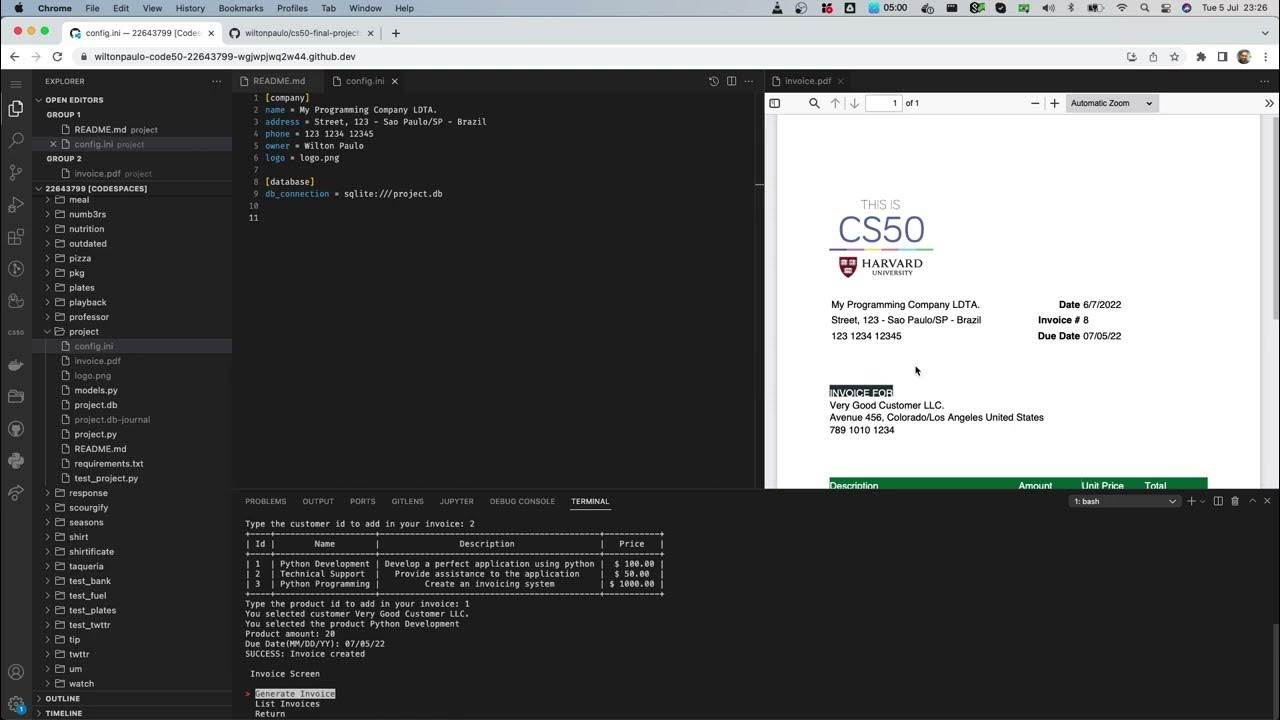 CS50P Final Project - Invoicing System - YouTube