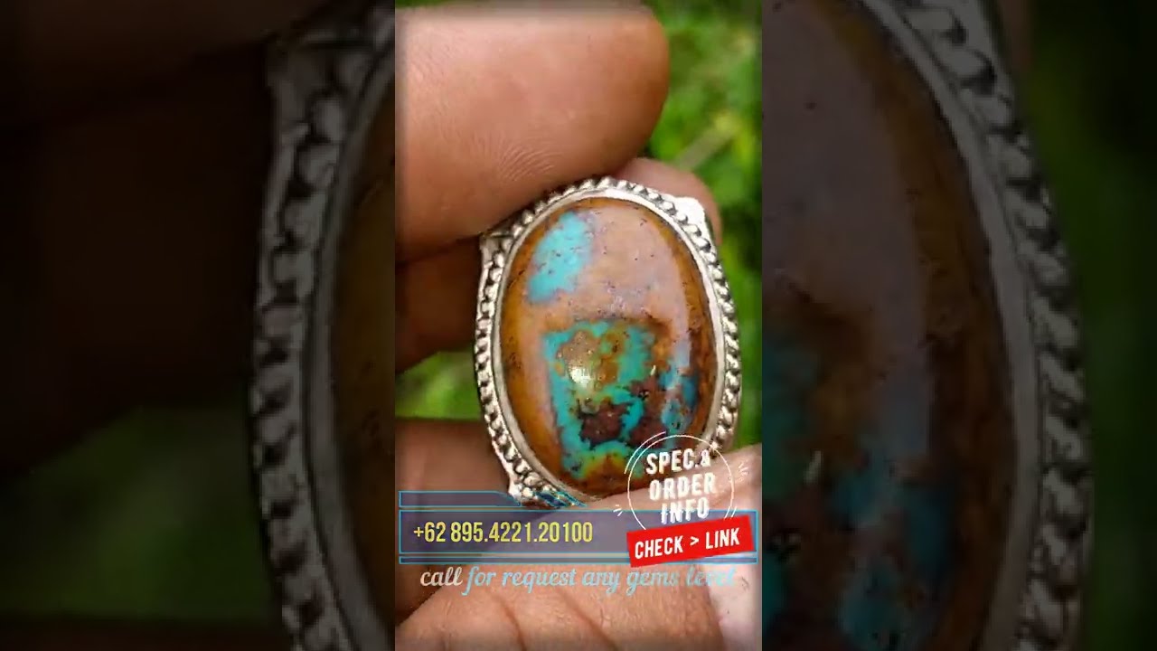 Batu Pirus Persia Biru Tajam Karakter Cadas Merah Kontras Langka Ring ...