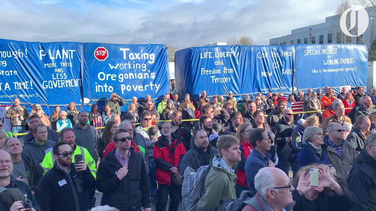 Timber Unity members rally against cap and trade climate bill in Salem ...