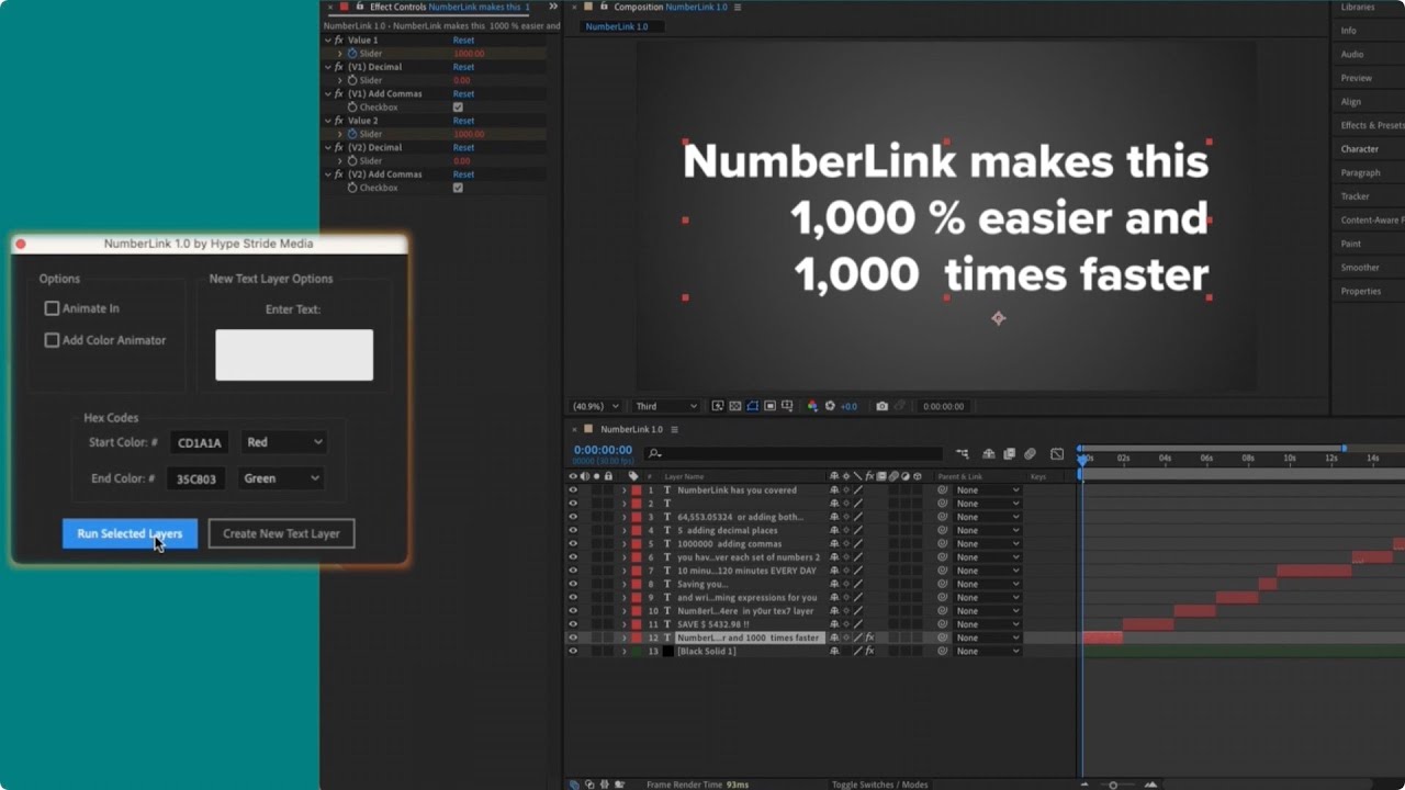 NumberLink for After Effects Tutorial - YouTube