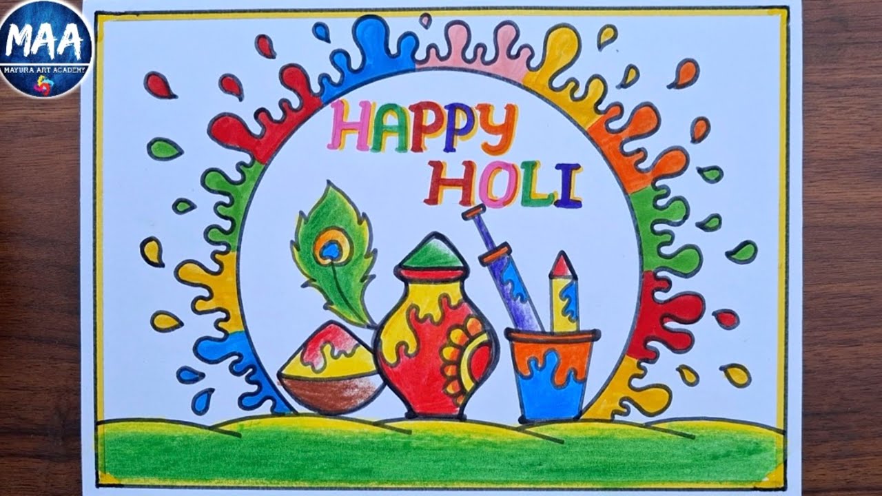 Holi drawing | Holi Special Drawing | Happy Holi Drawing | Holi ...