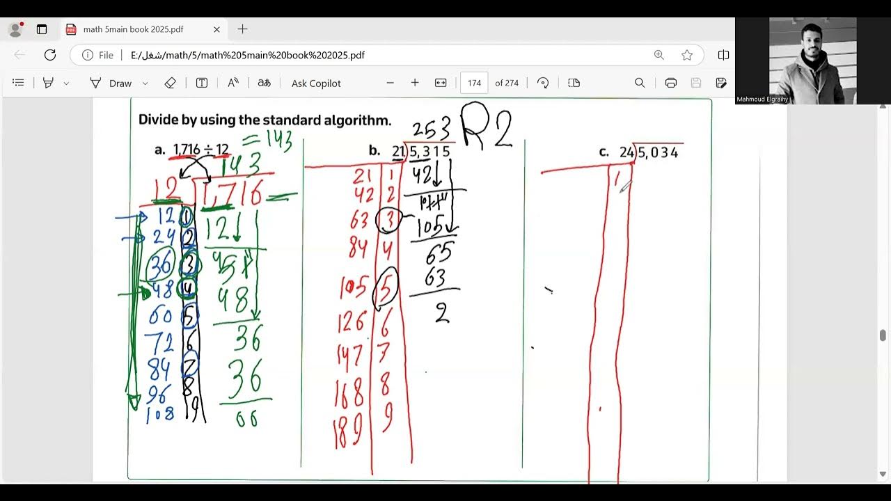 using the division Algorithm grade 5 lesson 3&4 unit 4 - YouTube