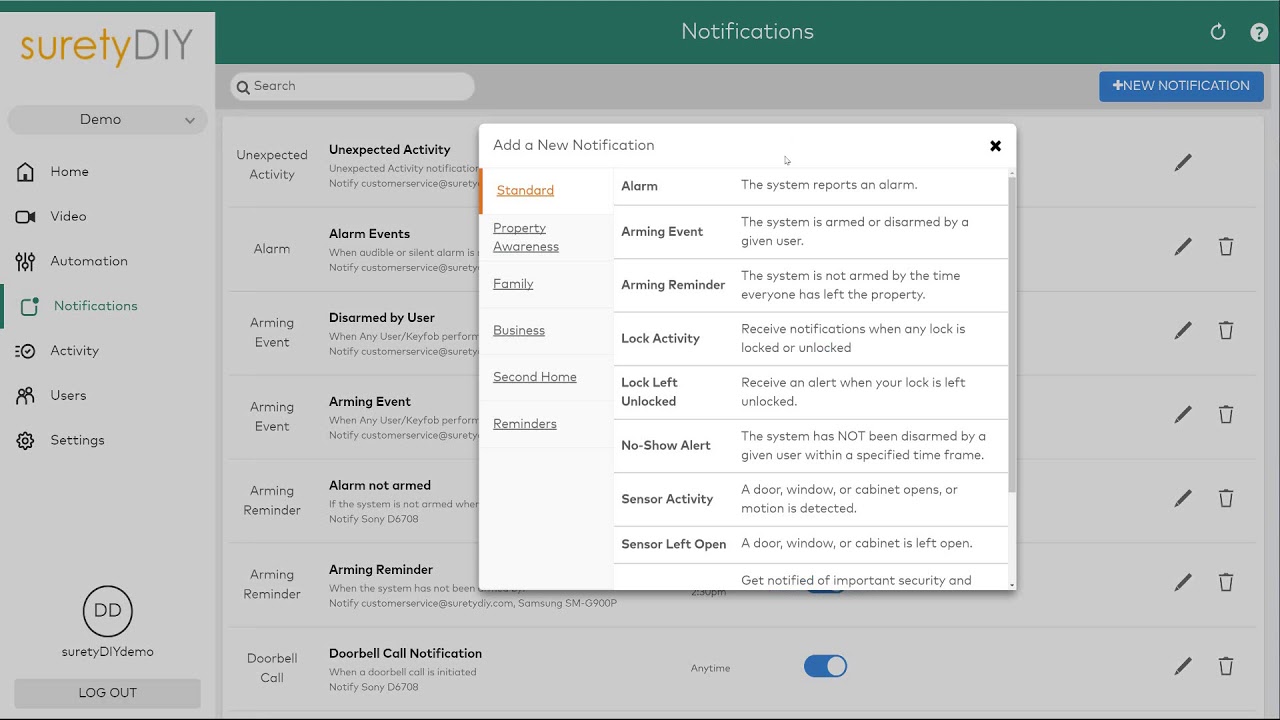 How to Create a Sensor Activity Notification in Alarm.com - YouTube