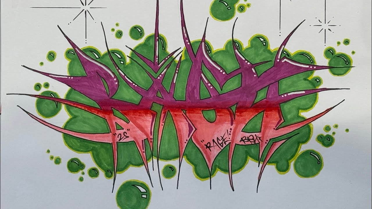Slash style graffiti piece Black book - YouTube