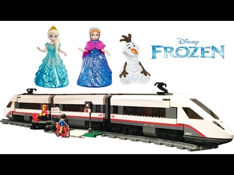 Frozen Elsa Anna Ride the Lego High Speed Passenger Train & Play-Doh ...
