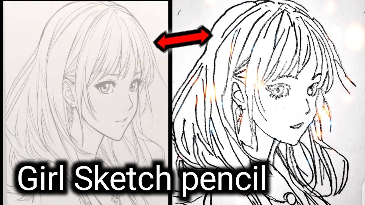 Girl Sketch pencil ️ | How to draw step by step | Easy sketch vedio ...