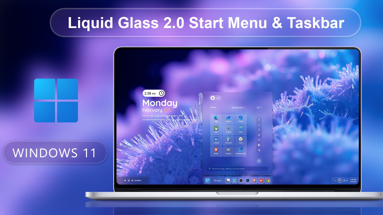 Liquid ( Frost ) Glass 2.0 Start Menu & Taskbar Customization For ...
