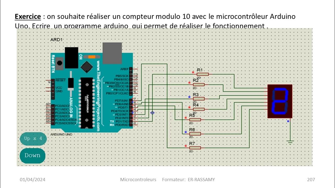 # compteur modulo 9 avec Arduino uno sans décodeur - YouTube