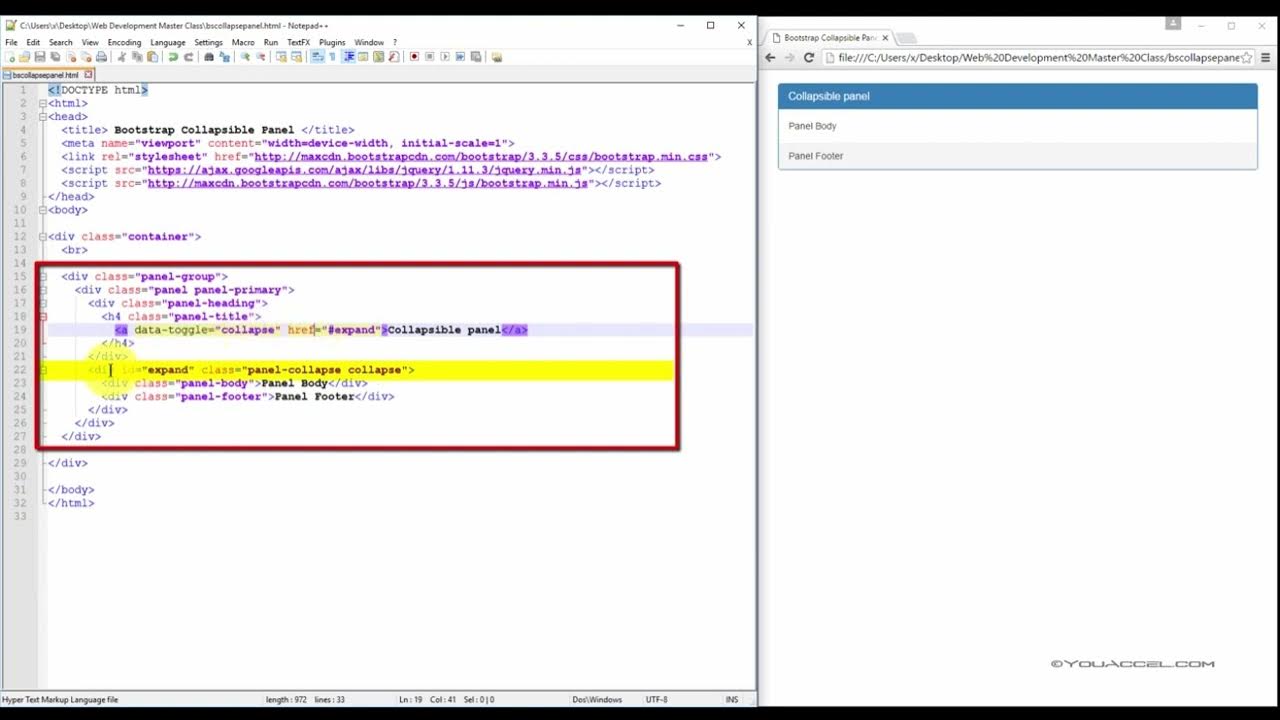 24. Bootstrap Collapse Panel - YouTube