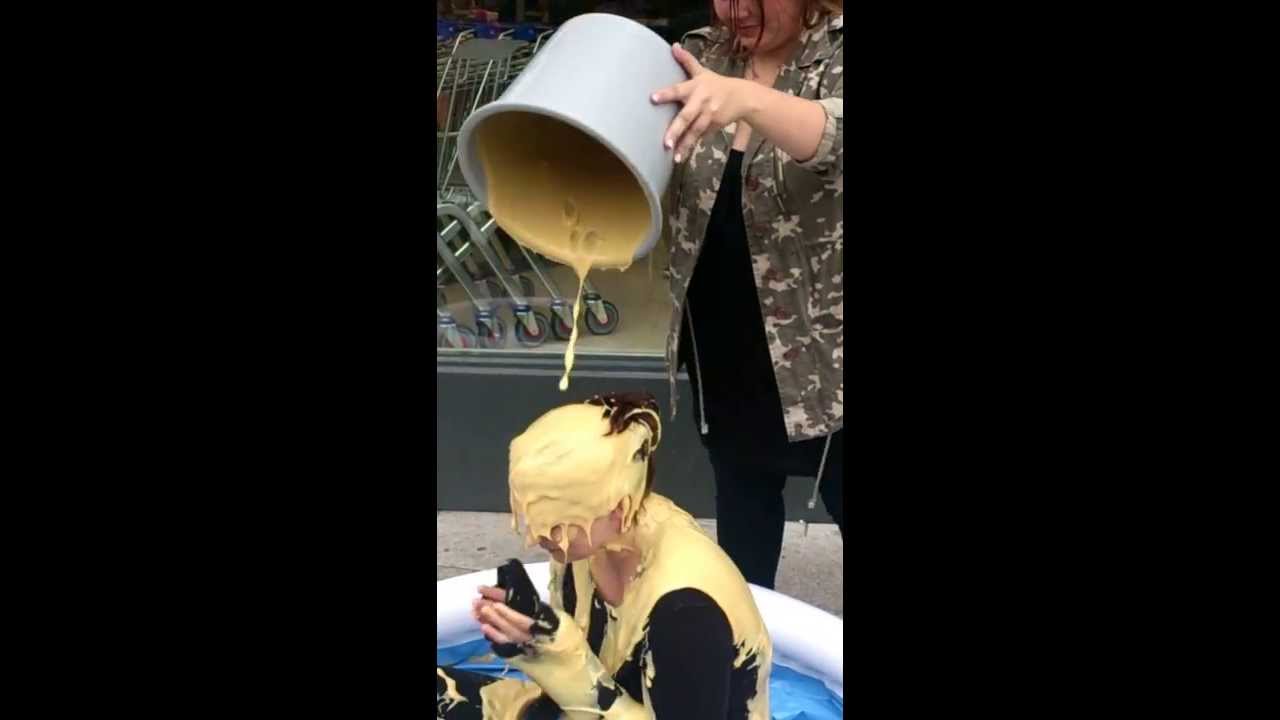 Part 1 Bronwyn getting gunged with custard lol (bucket no.1) - YouTube