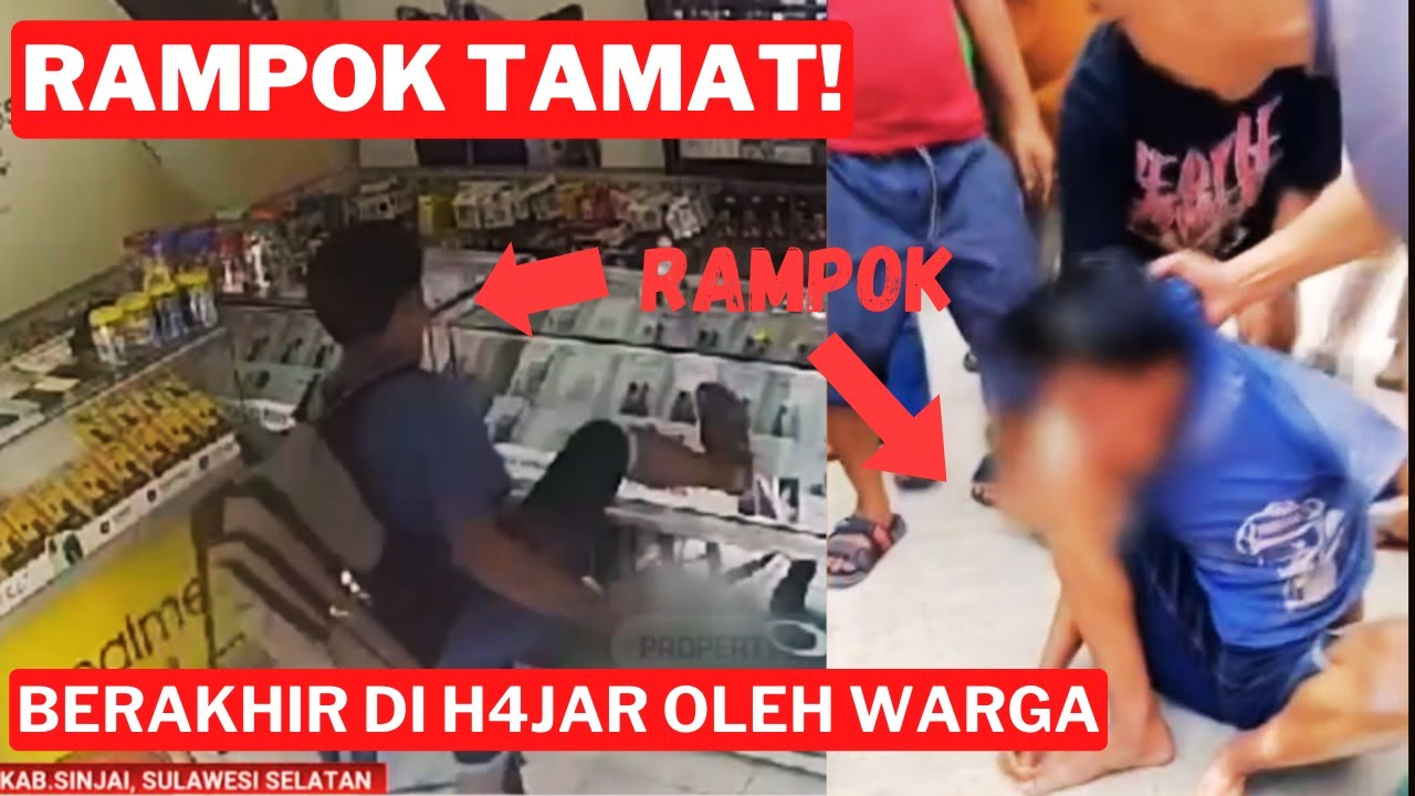 RAMPOK SOK SOK'AN - TAMAT DI H4JAR OLEH WARGA TEREKAM CCTV #maling # ...