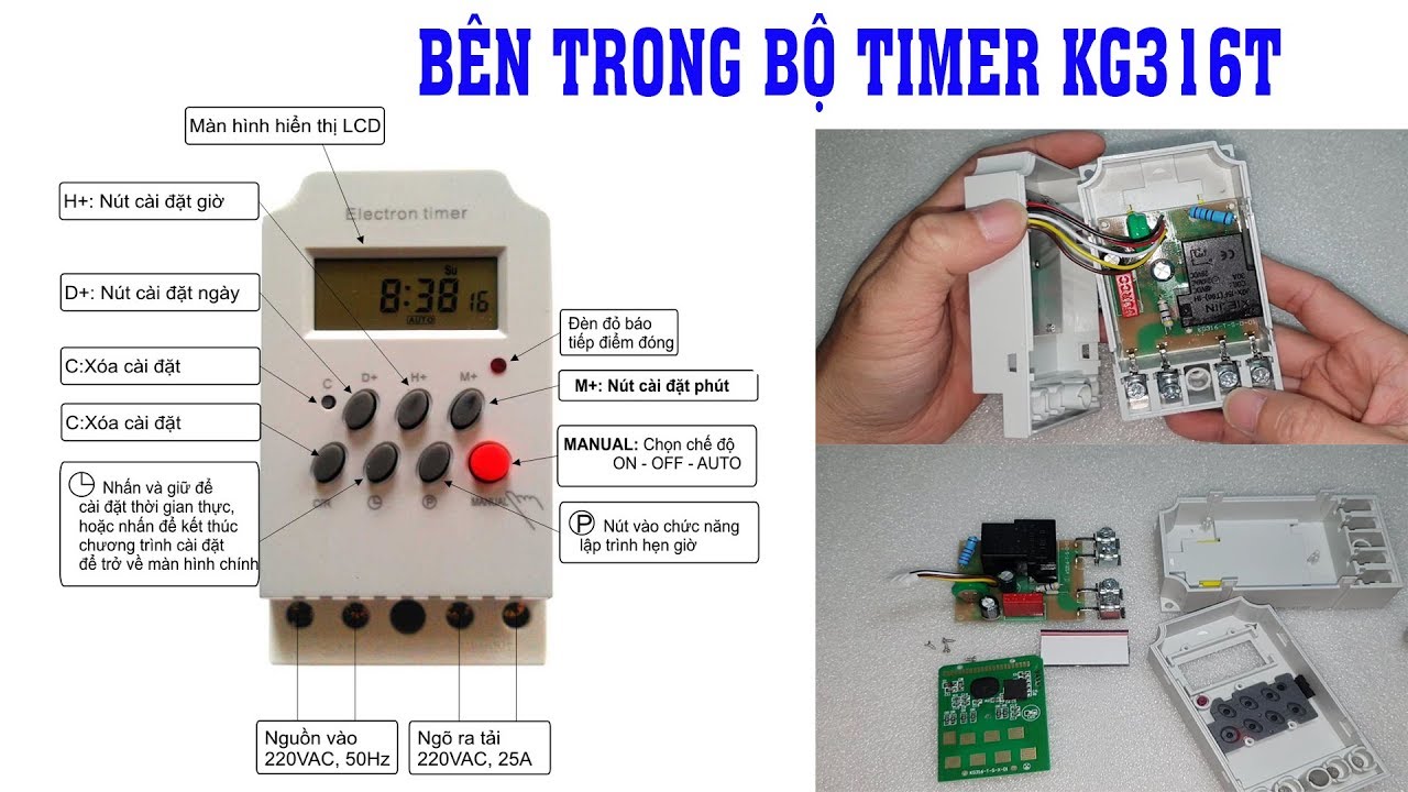 Bên trong bộ timer KG316T giá 90K - YouTube