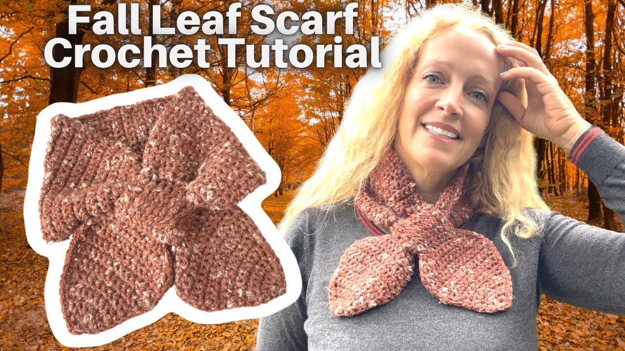 Fall Leaf 🍂 Scarf Crochet Tutorial (or is it a bow scarf?) - YouTube