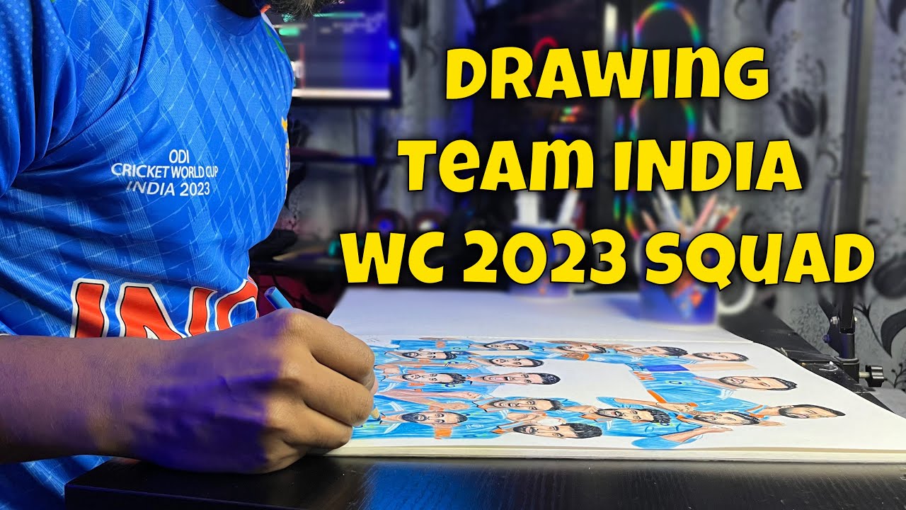 Realistic Drawing of Team INDIA Cricket World Cup 2023 full squad 🔥 ...
