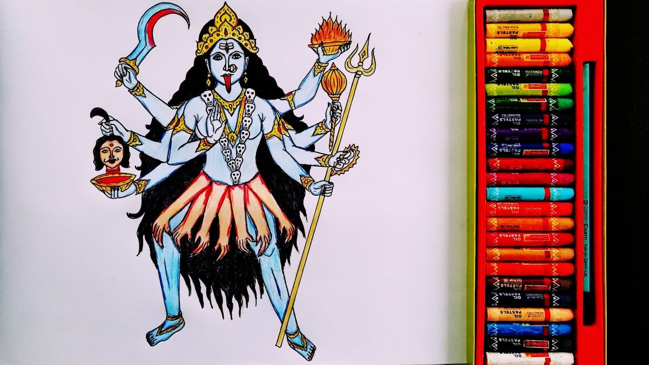 Kalratri Mata Drawing | Navratri Special Painting | Kaali Mata Drawing ...