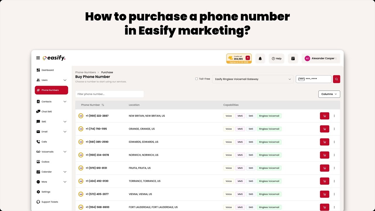 How to Purchase a Phone Number in Easify Marketing? - YouTube