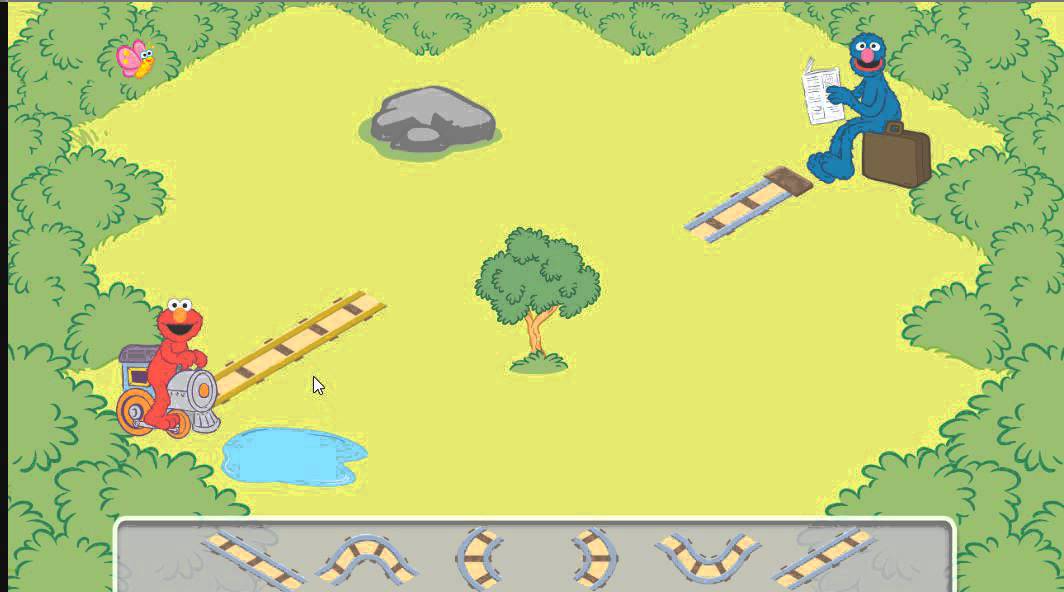 Sesame Street Elmo & Grover Train Track Engineers Game - YouTube