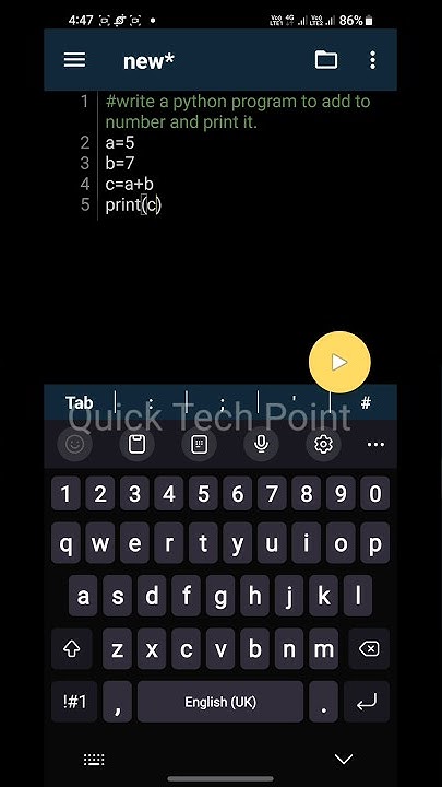 python program || add two number #quicktechpoint #coding #python - YouTube