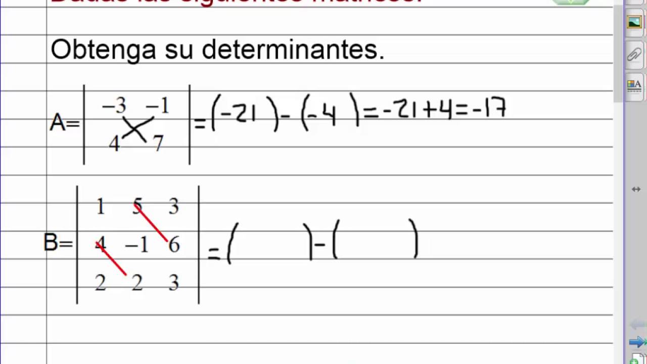 Determinante de una Matriz 2x2 y 3x3 - YouTube