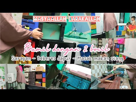 Bumil dengan 2 bocil | Sarapan - Beberes dapur - Masak makan siang