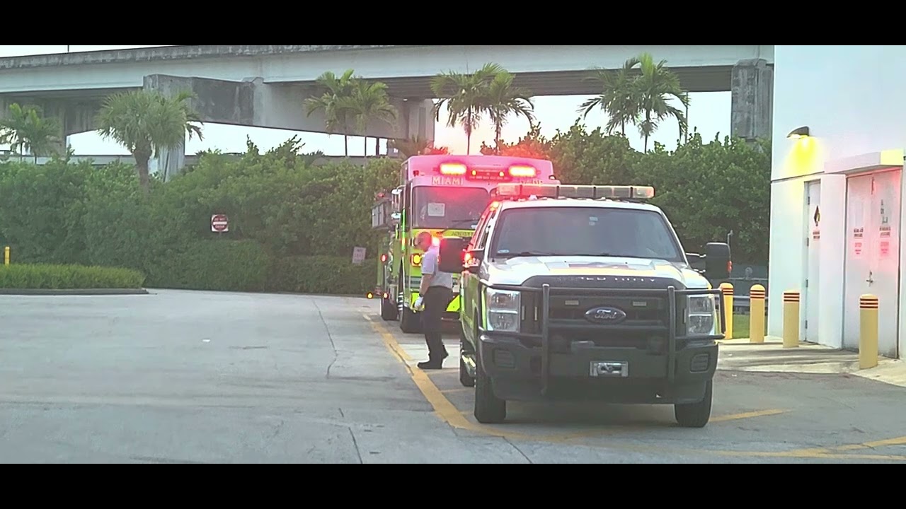 Miami-Dade Fire Rescue Ladder 31, Rescue 38, and EMS 54 have arriving ...