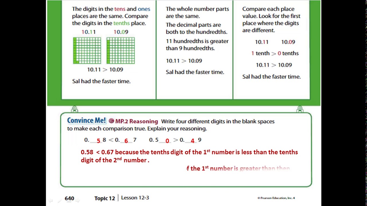 enVision math compare decimals gr 4 L (12 3 ) - YouTube