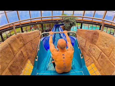 Open Slide Into the Blue Tunnel 💦 | Indoor Water Park Germany 🇩🇪