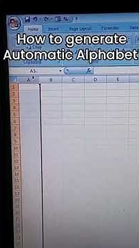 How to generate Automatic Alphabet #excel me....... - YouTube