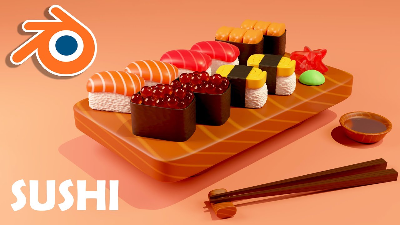 SUSHI PLATTER (part 01) - BLENDER 3D MODELING 010 - YouTube