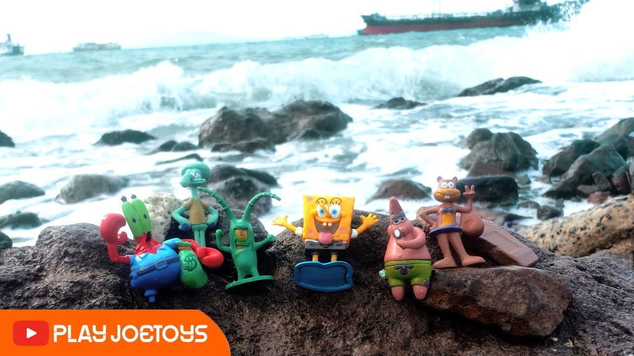 Menemukan Spongebob Di Pantai! Tuan Krabs, Sandy, Patrick, Plankton ...