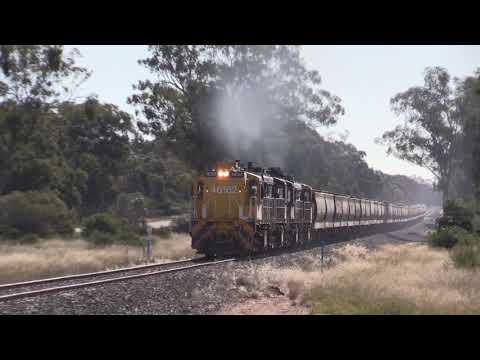 Four Pacific National 48 class on a grain train 16 July 2016 with 48162 ...