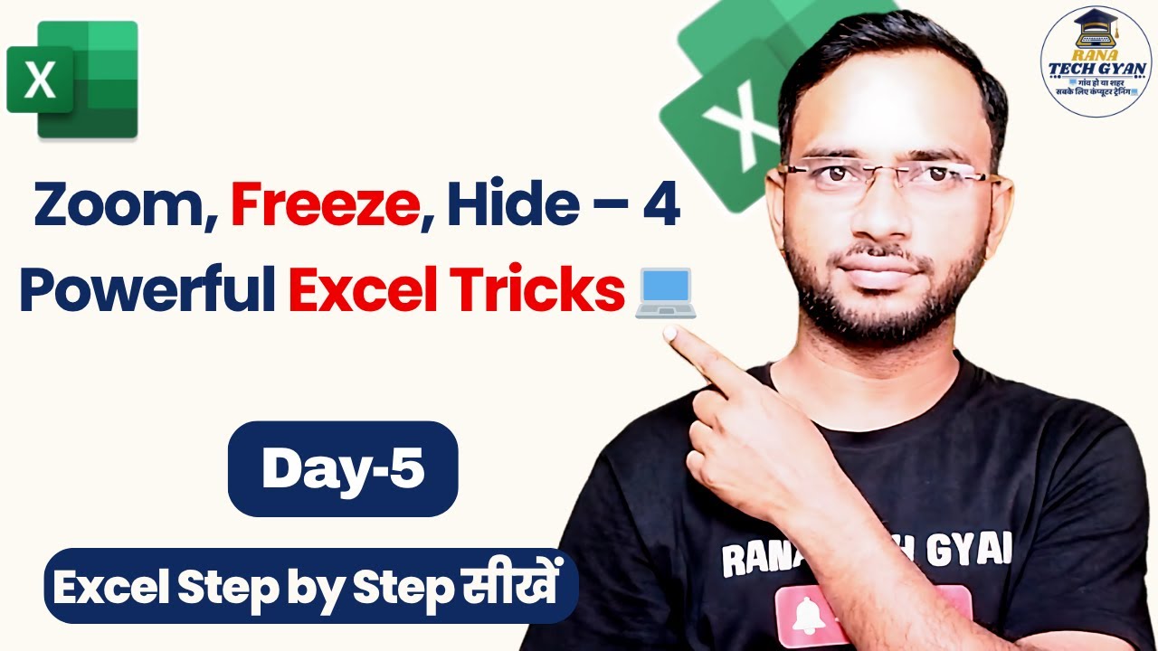 Excel Zoom, Freeze Panes, Split & Hide Unhide Rows & Columns Explained ...