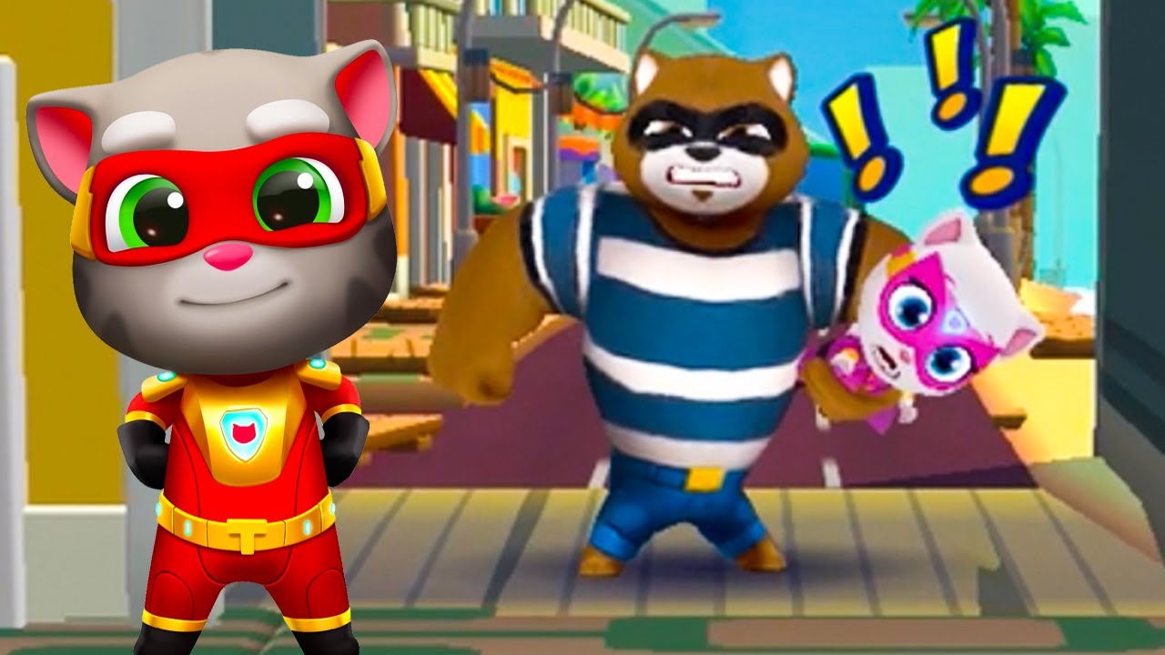 TALKING TOM HERO DASH - Talking Tom Saves Angela from RACCOON GANGS ...