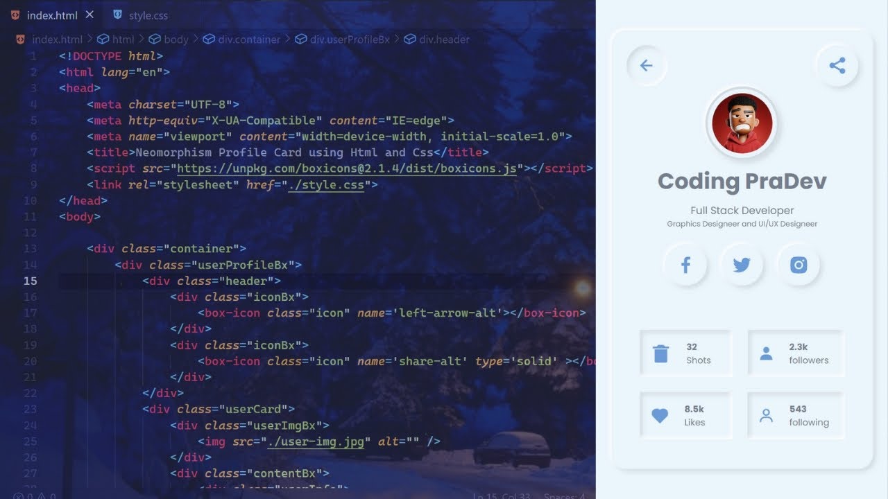 Coding A Neomorphism User Profile Card Using Html And Css Asmr