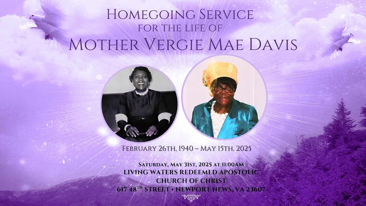 Homegoing Celebration Service: Missionary Mother Vergie Mae Davis - YouTube